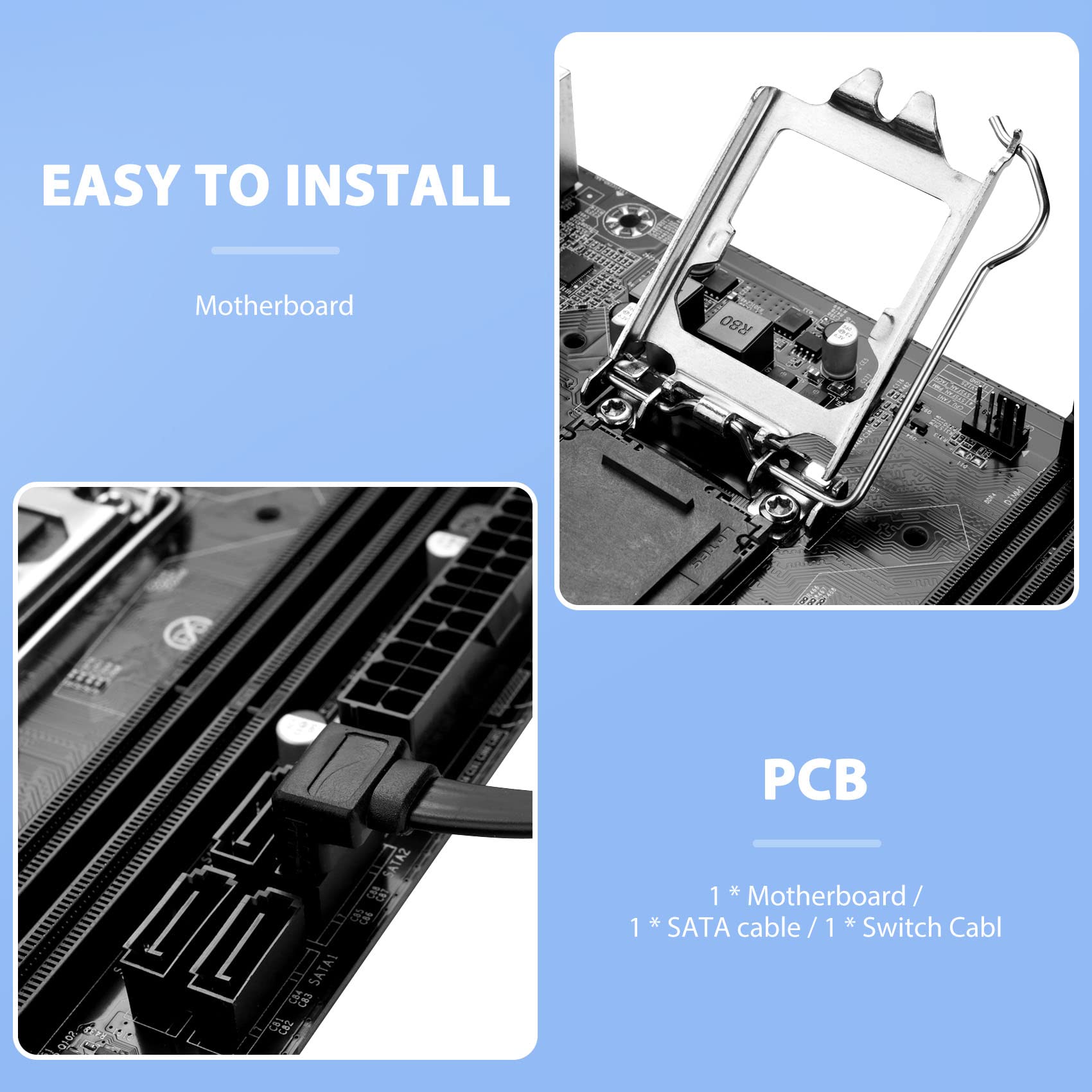 Exogio B250C BTC with Cable+ Cable 12XPCIE to USB3.0 GPU Slot LGA1151 Support DDR4 DIMM