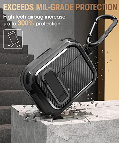 Koaichi for AirPods Pro(2nd/1st Generation) Case, Full-Body Ultra-Hard Shell Protective Cover with Lock, Powerful Drop Protection, Well Built Case Designed for AirPods Pro (2022/2019), Black