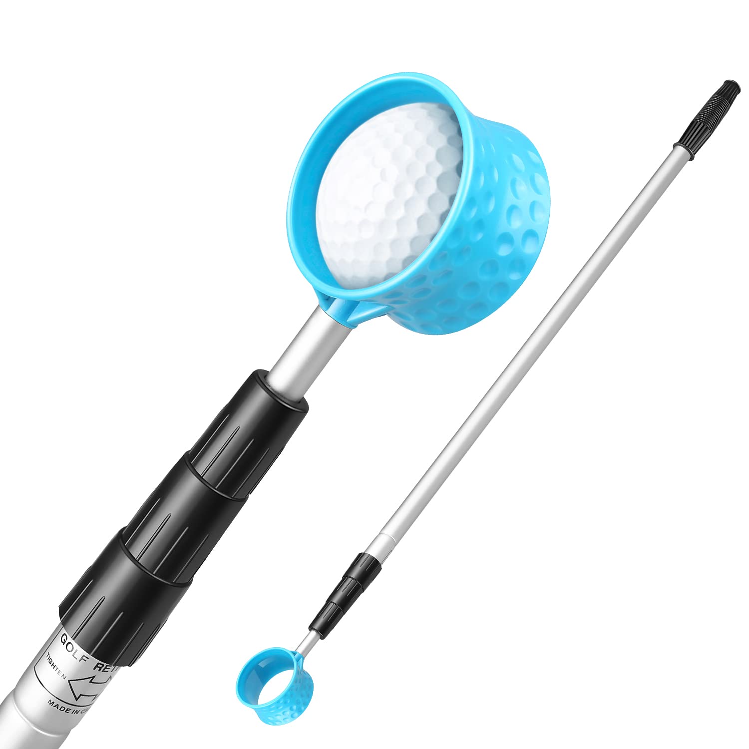 HOW TRUE Golf Ball Retriever, 12ft 15ft 18ft Aluminum Alloy Golf Ball Retriever Telescopic for Water Golf Ball Picker Grabber Golf Accessories Golf Gift (18ft)