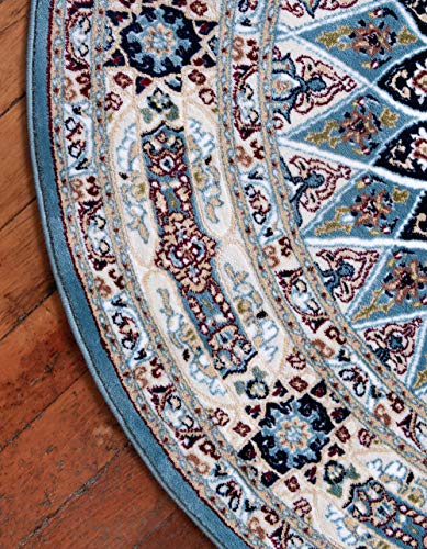 Unique Loom Narenj Collection Area Rug - Adams (10' Round Blue/Burgundy)