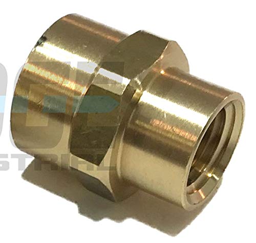 EDGE INDUSTRIAL BRASS REDUCING COUPLING 3/8" X 1/4" FEMALE NPT FNPT FUEL/AIR/WATER/OIL/GAS WOG (QTY 01)