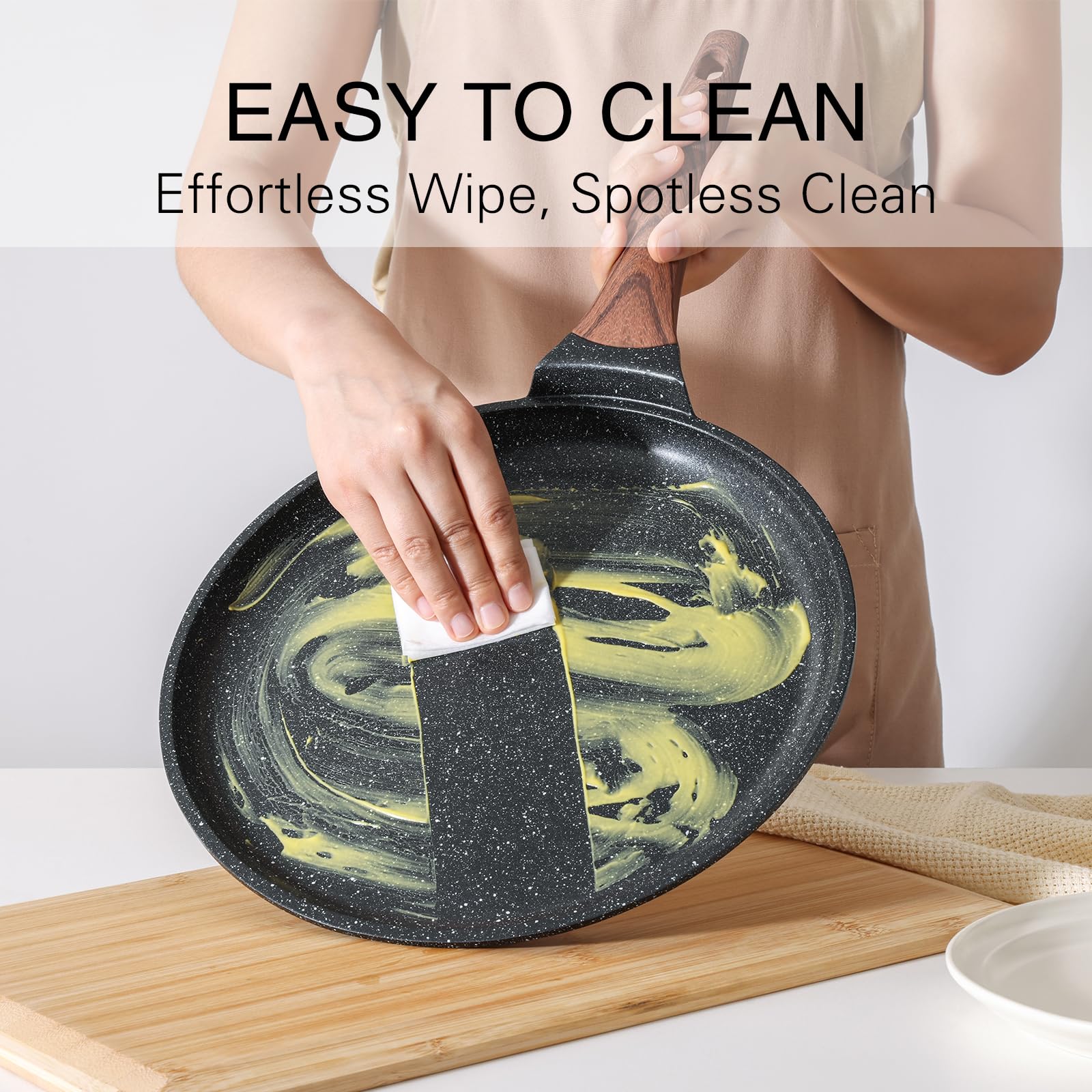 Kordisen Crepe Pan Nonstick, 10 Inch Dosa Pan with Spreader, Granite Coating Comales Para Tortillas Pancake Pan, Flat Pan for Stove Top, Induction Compatible, PFOA Free