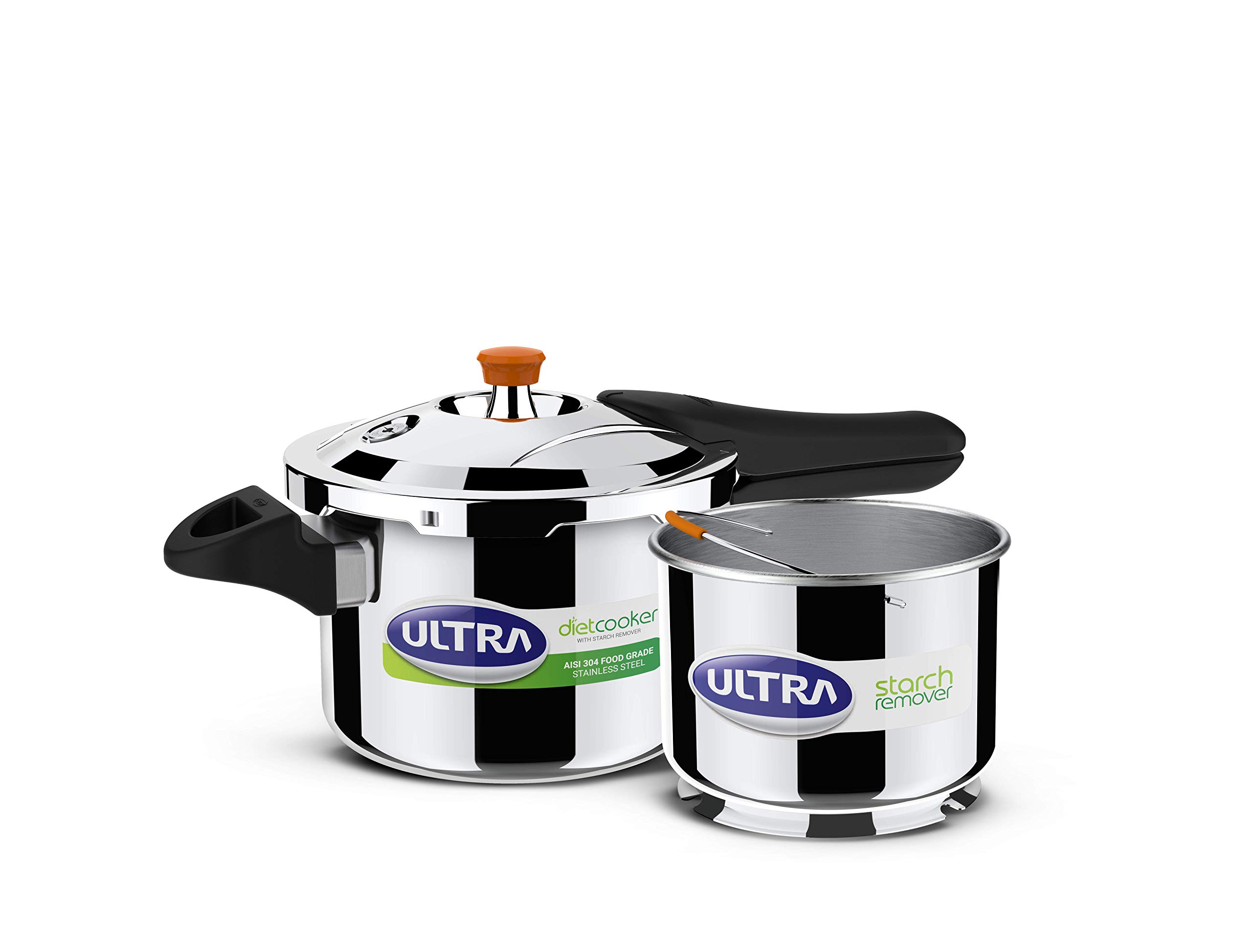 Ultra 3-Liter Duracook Dietcooker Stainless Steel Outer Lid Pressure Cooker with Starch Remover