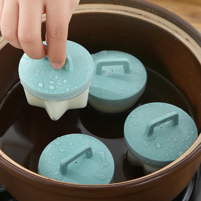MASINIES 4 Pcs Egg Cooker, Egg Poacher Cups Non-stick Egg Boiler, Hard Boiled Egg Maker Breakfast Egg Cook Cups, Fast Poaching Egg for Breakfas (#2)