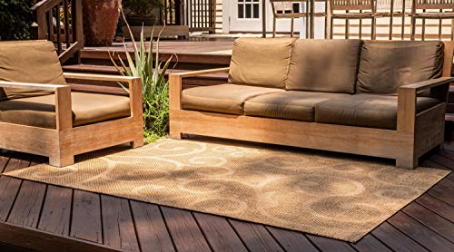 Unique Loom Outdoor Botanical Collection Area Rug - Vine (8' x 11' 4" Rectangle, Brown/ Beige)