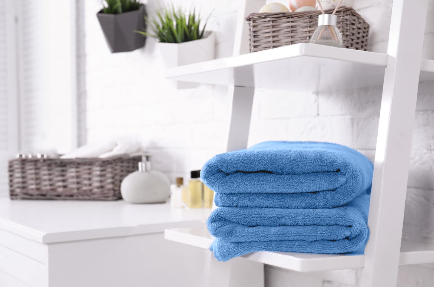DAN RIVER 100% Cotton Economy Bath Towels Set Pack of 6| Super Absorbent Quick Drying Hotel Quality Towels for Home, Gym, Spa & Daily Use | Medium Blue, 22โx44โ, 400 GSM
