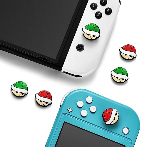 Switch Thumb Grips Joystick Caps Compatible with Nintendo Switch/OLED/Lite Controller Accessories, FUNLAB Cute Silicone Analog Stick Cover for Mario Fans, 4PCS - Green & Red Koopa Turtle Shell