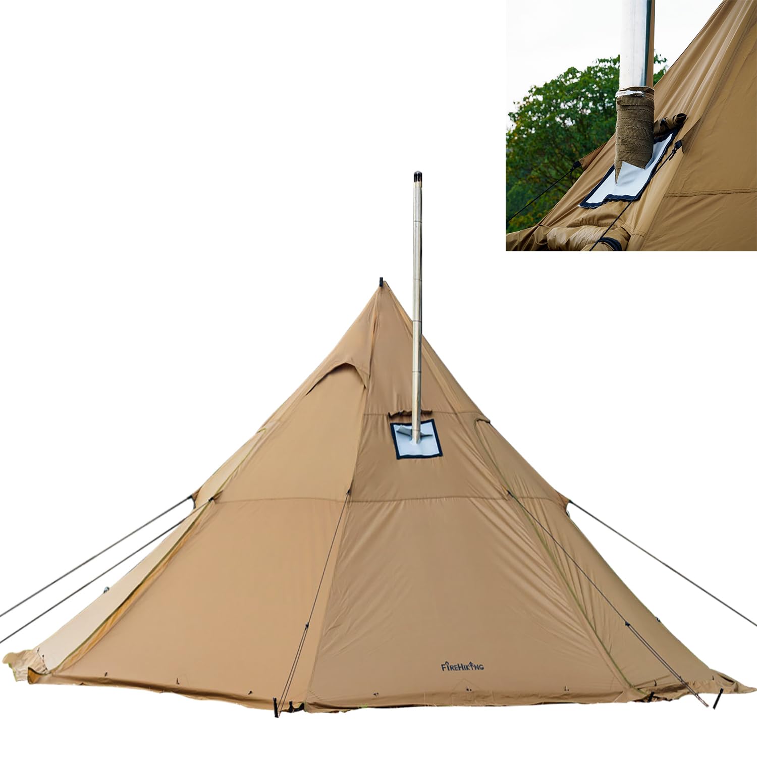 FireHiking 4-8 Person Camping Hot Tent with Stove Pipe Wrap for Bushcraft, Cooking and Heating