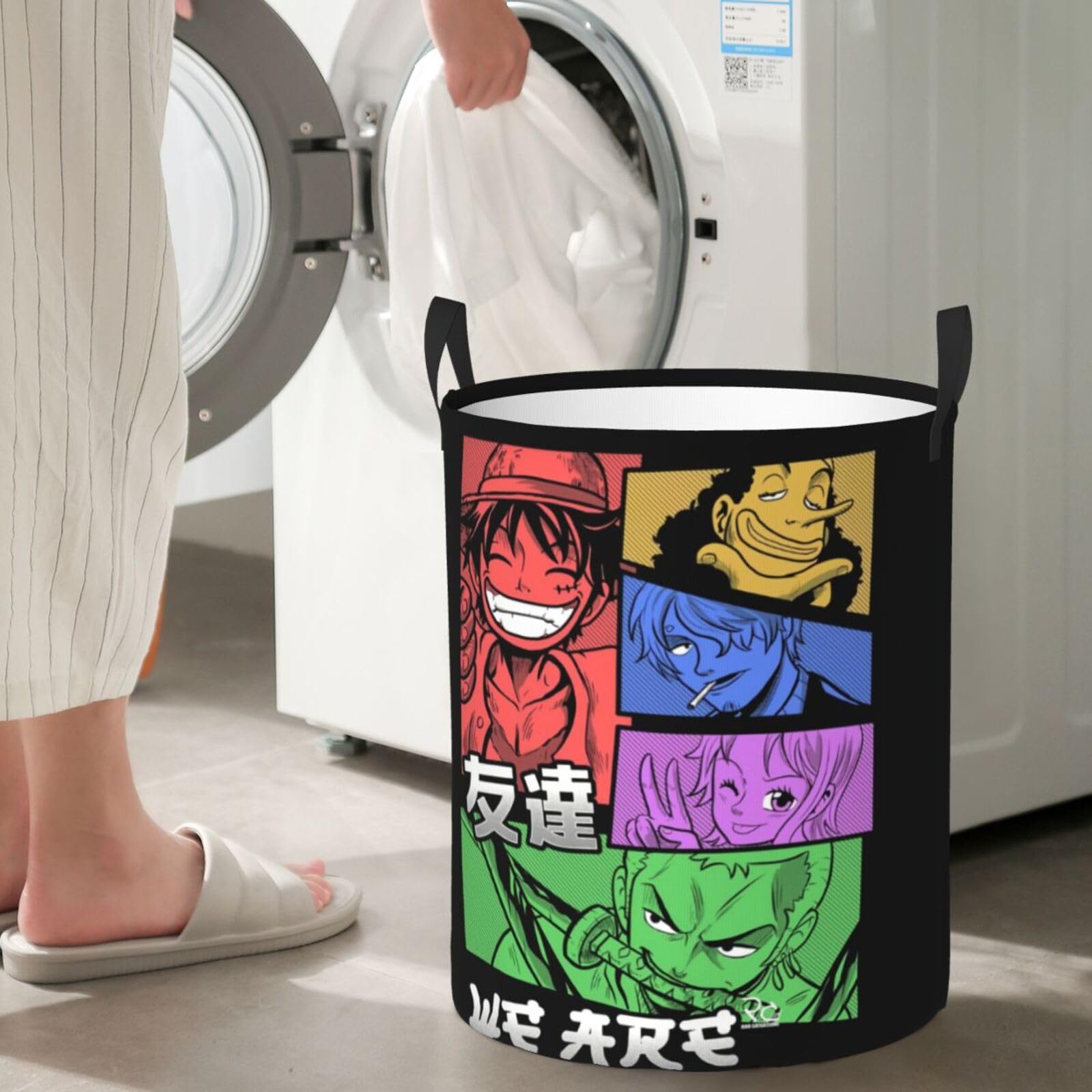 Jzpsvtty Anime Yu Yu Hakusho Large Capacity Round Laundry Basket With Handle Foldable Waterproof Laundry Basket, Small