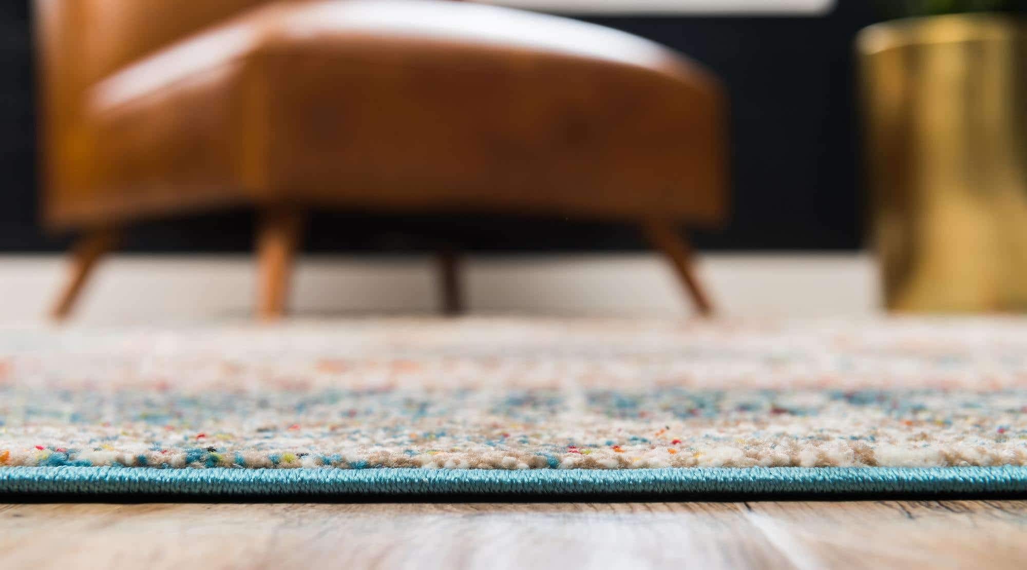 Unique Loom Rosso Collection Vintage, Traditional, Bohemian, Border, Distressed, Southwestern Area Rug, 5' 0" x 8' 0", Blue/Ivory