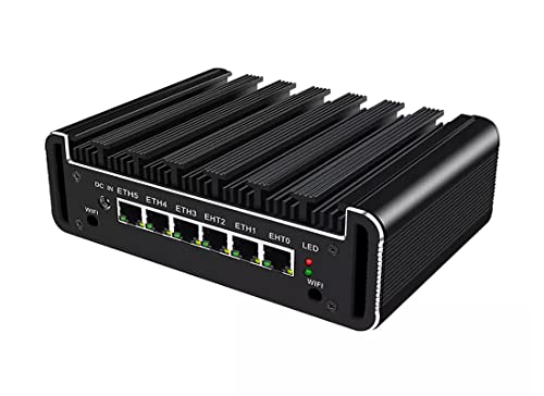 Firewall Appliance Mini PC, OPNsense, Intel Core I7 10510U, 6 x Intel Gigabit LAN, 2xDDR4 RAM, 1xHD, 1xCOM, AES-NI, Fanless Firewall PC, 8GB DDR4 RAM, 128GB SSD