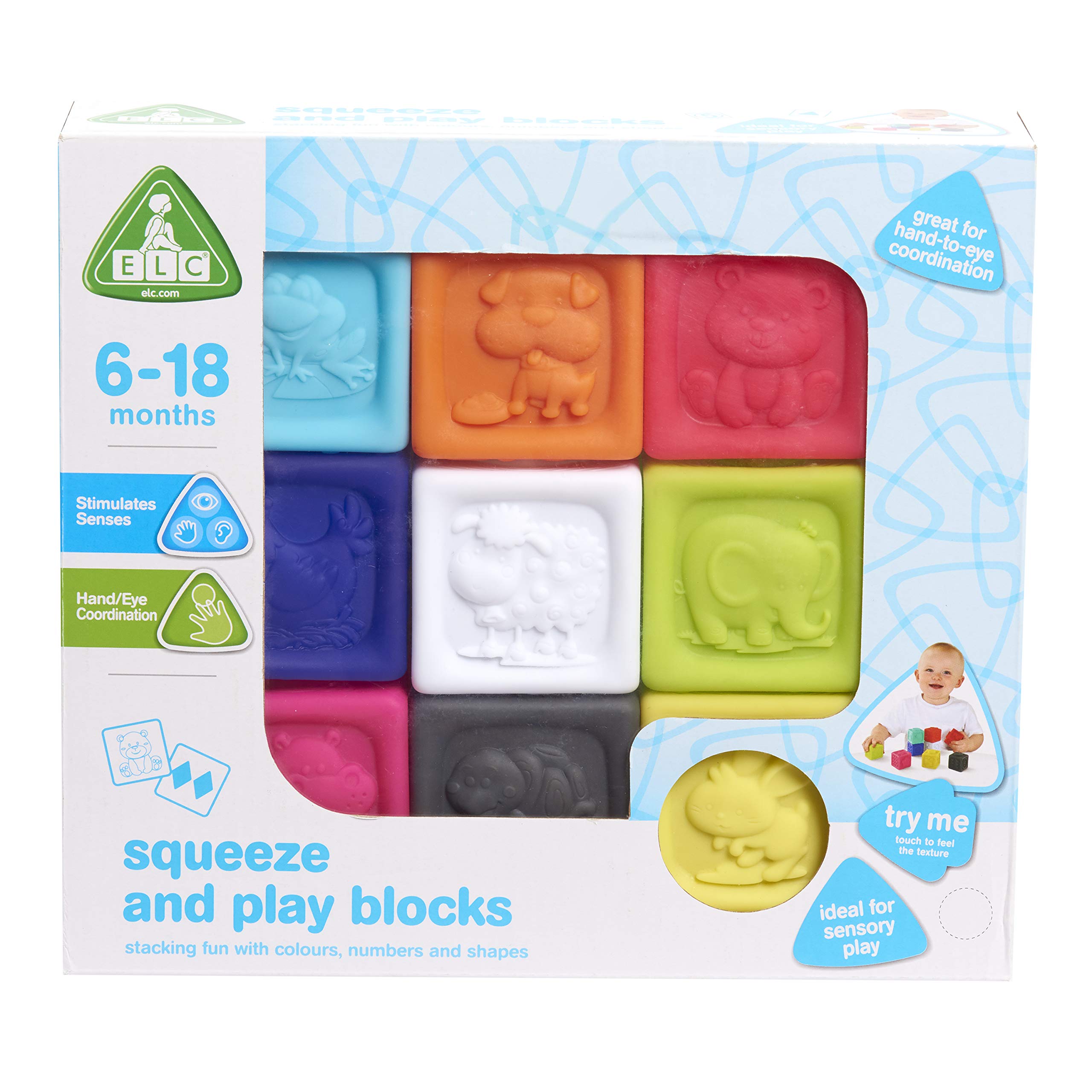 Early Learning Centre Squeezy Stacking Blocks, Stimulates Senses, Hand Eye Coordination, Kids Toys for Ages 06 Month, Amazon Exclusive