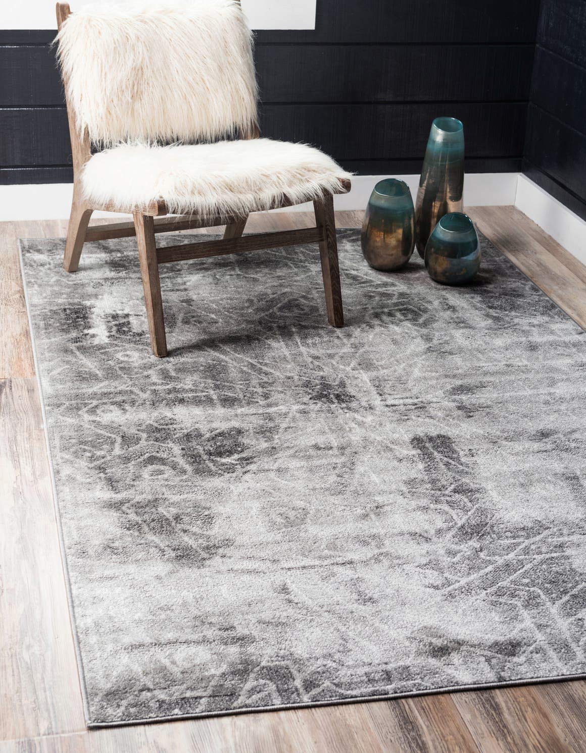Unique Loom Sofia Collection Area Rug - Rainier (7' 1" x 10' Rectangle, Dark Gray/ Gray)