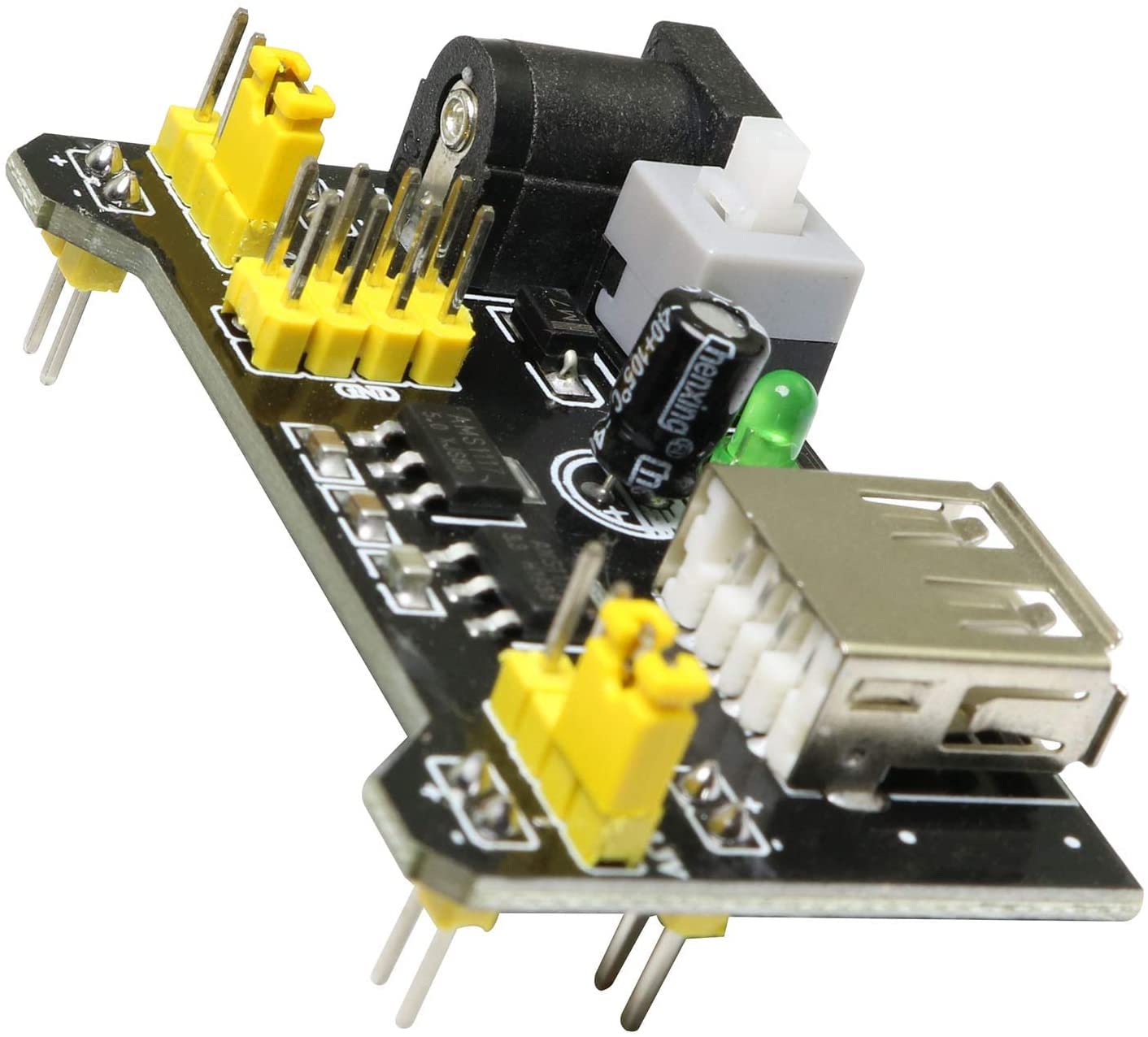 SQXBK 1-Pack MB102 Breadboard Power Supply Module and 9v Battery Clip with 2.1mm X 5.5mm Male DC Plug Assortment Kit for Arduino
