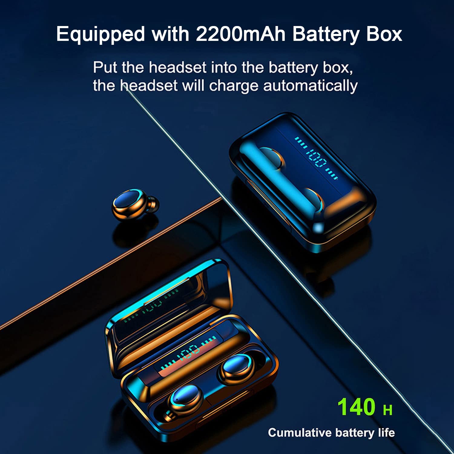 CZRXLLGD New Wireless Earbuds Bluetooth 5.0 Headset, IPX7 Waterproof, LED Battery Display auriculares,140 Hours Play time with Charging Box, 3D Stereo Audio Full Touch Screen Headset with Microphone