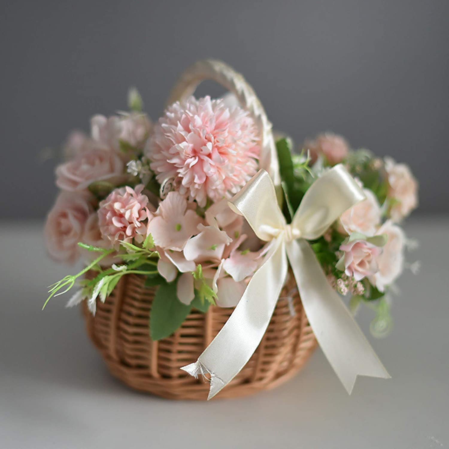 Woven Flower Basket Flower Girl Basket Wicker Basket Candy Gift Basket for Wedding Birthday Party Favor - Size S