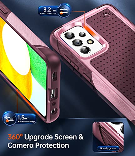LeYi for Samsung A52 Case, A52 Samsung Phone Case with 2 Pack Screen Protectors, Dual Layer Protective Hard PC Back & Soft Bumper Resilient Shock Absorb Phone Case for Galaxy A52 5G, Red Pink