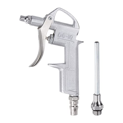 HARFINGTON Air Blow Gun Stainless Steel High Pressure Dust Blower Gun with Extension Air Tool 150mm Handle for Cleaning Car Computer Dust, Silver Tone