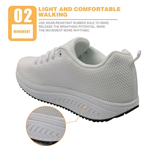 FOR U DESIGNS Lace-up Rocking Wedges Platform Women Girls Casual Walking Toning Sneakers Size 38 Cool American Flag Pattern