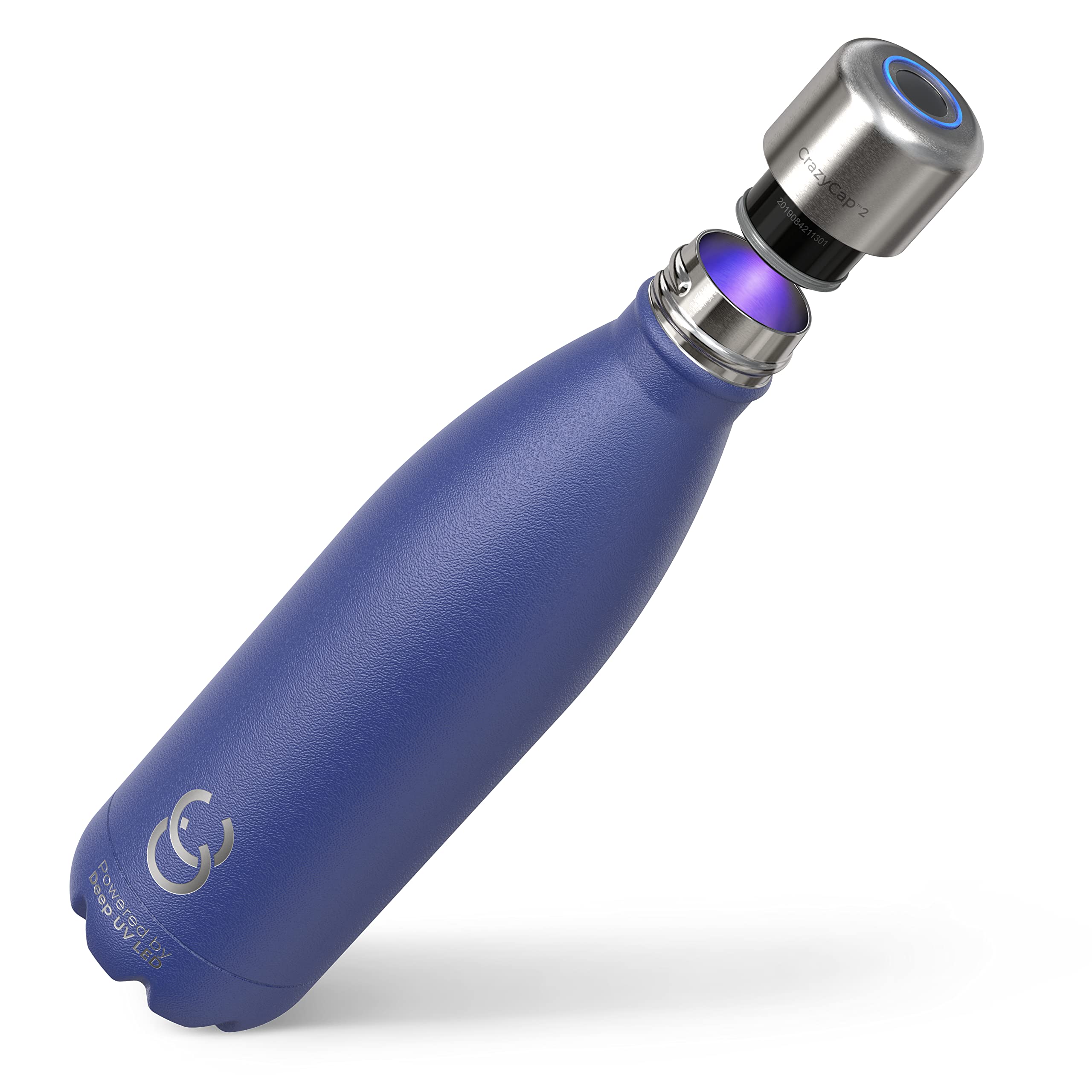 CrazyCap - Award-Winning Self-Cleaning Insulated Bottle with NSF Certified UV Water Treatment System