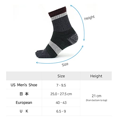 Finger Mens Toe Socks Cotton No Show Crew Athletic Five Socks 5 Pairs (DarkGray (5 Pairs)-92CB, US Men 7-9.5)