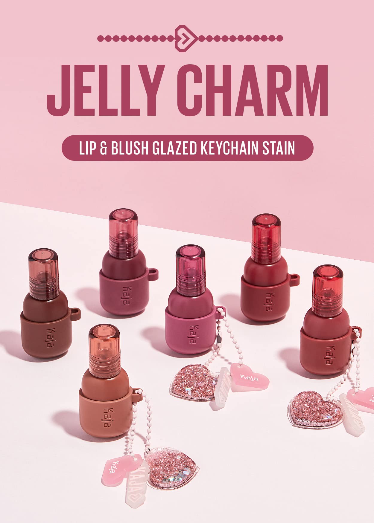 Kaja Lip & Blush Glazed Keychain Stain - Jelly Charm 05 Peach Fizz | with Triple Berry Complex, Lemon Fruit Extract & Olive Squalane, Hydrating, Long Lasting Lip Tint