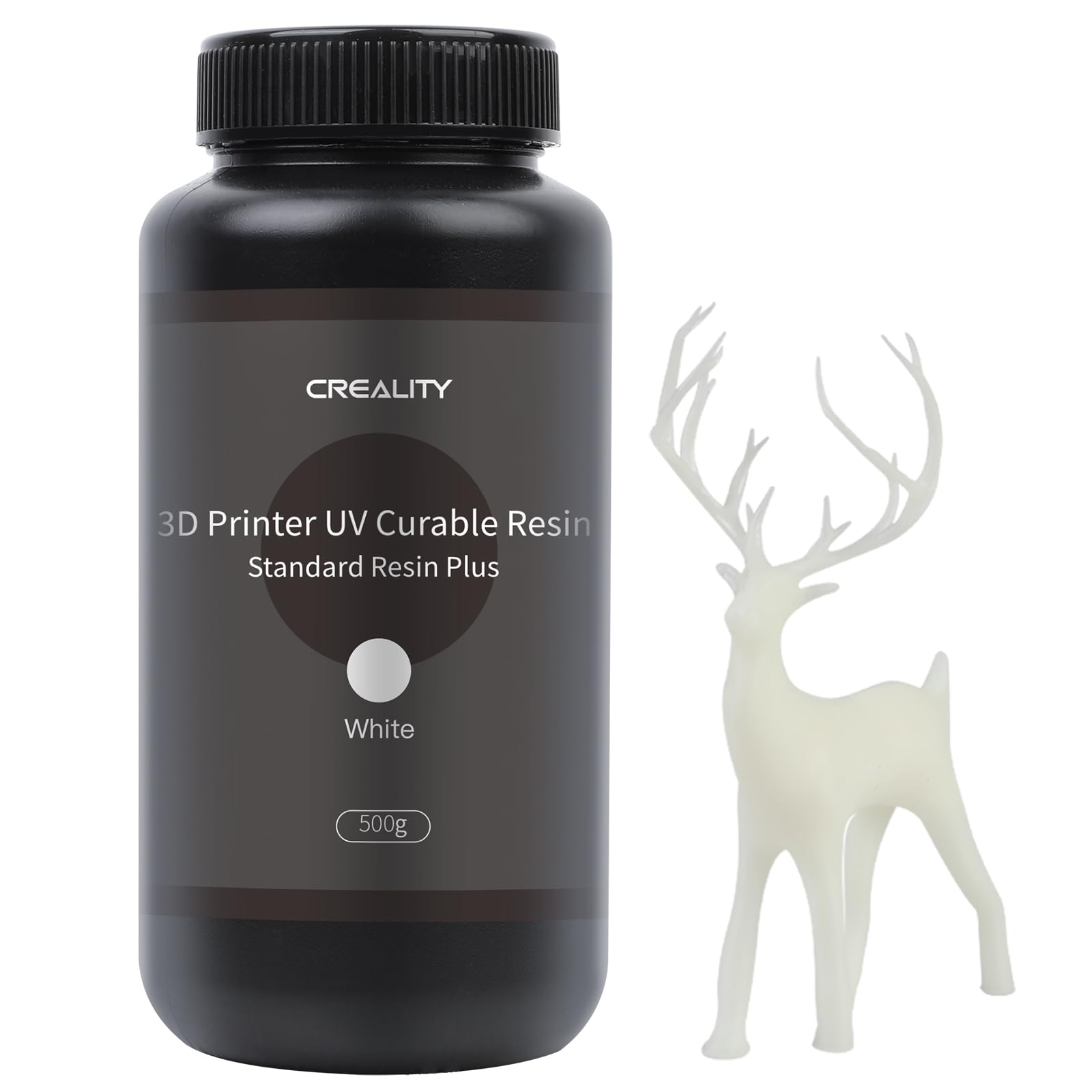 Creality 3D Printer Resin 1kg, Upgraded Standard Photopolymer Resin 405nm UV-Curing Resin 3D Printer Liquid for All LCD/MSLA/DLP 3D Printing, Low Shrinkage, High Precision, White