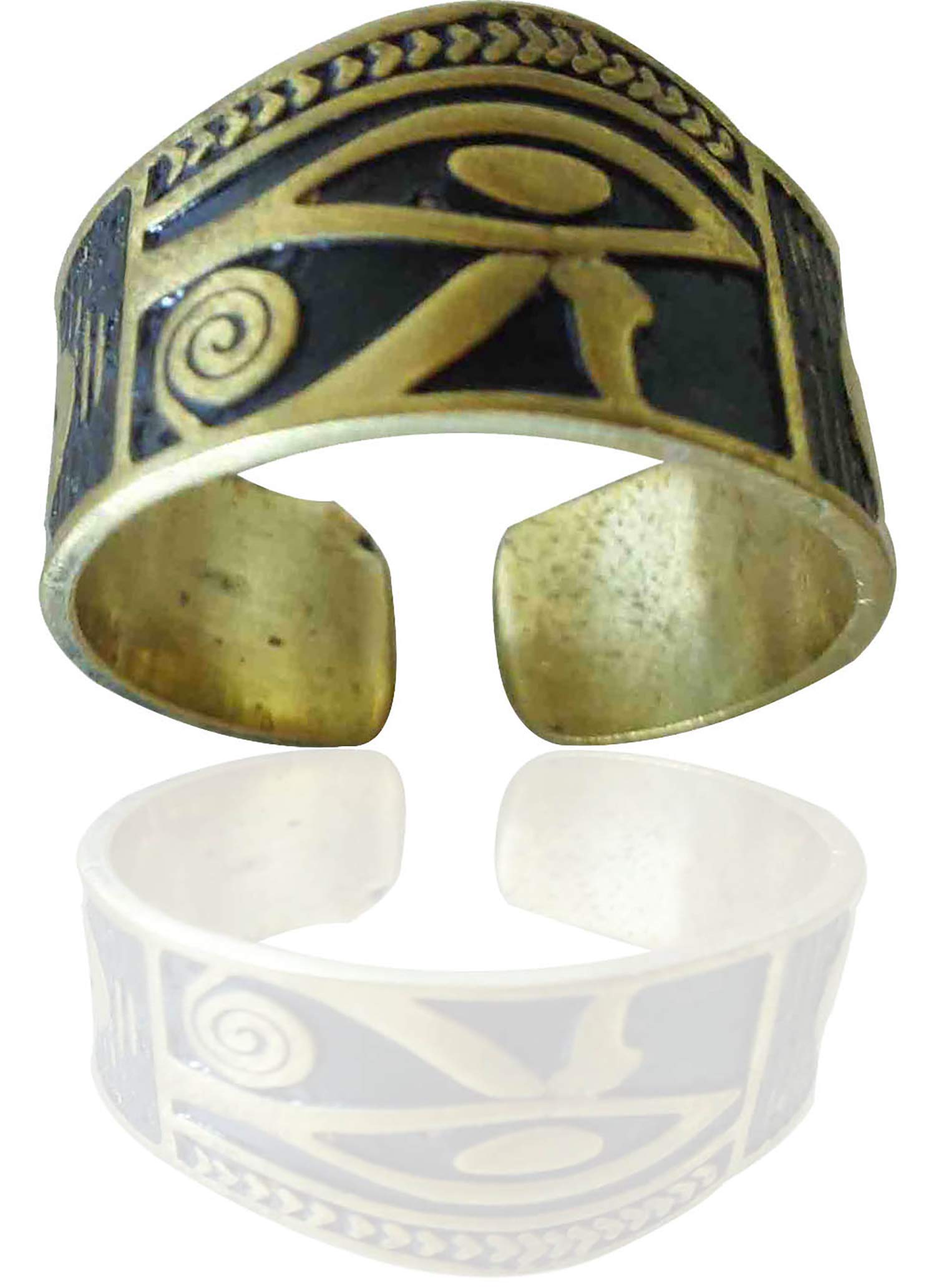 Finger Ring Hieroglyphic Horus Eye Ankh Egyptian Egypt Pharaoh Pharaoh’s Metal Hand Engraved Costume Jewelry Accessory Handmade Engraved