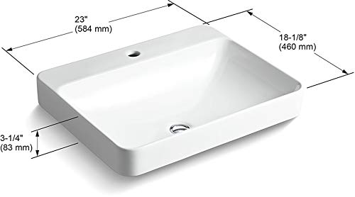 Kohler 2660-1-0 Vox Vessel Bathroom Sink with Single Faucet Hole, One Size, White