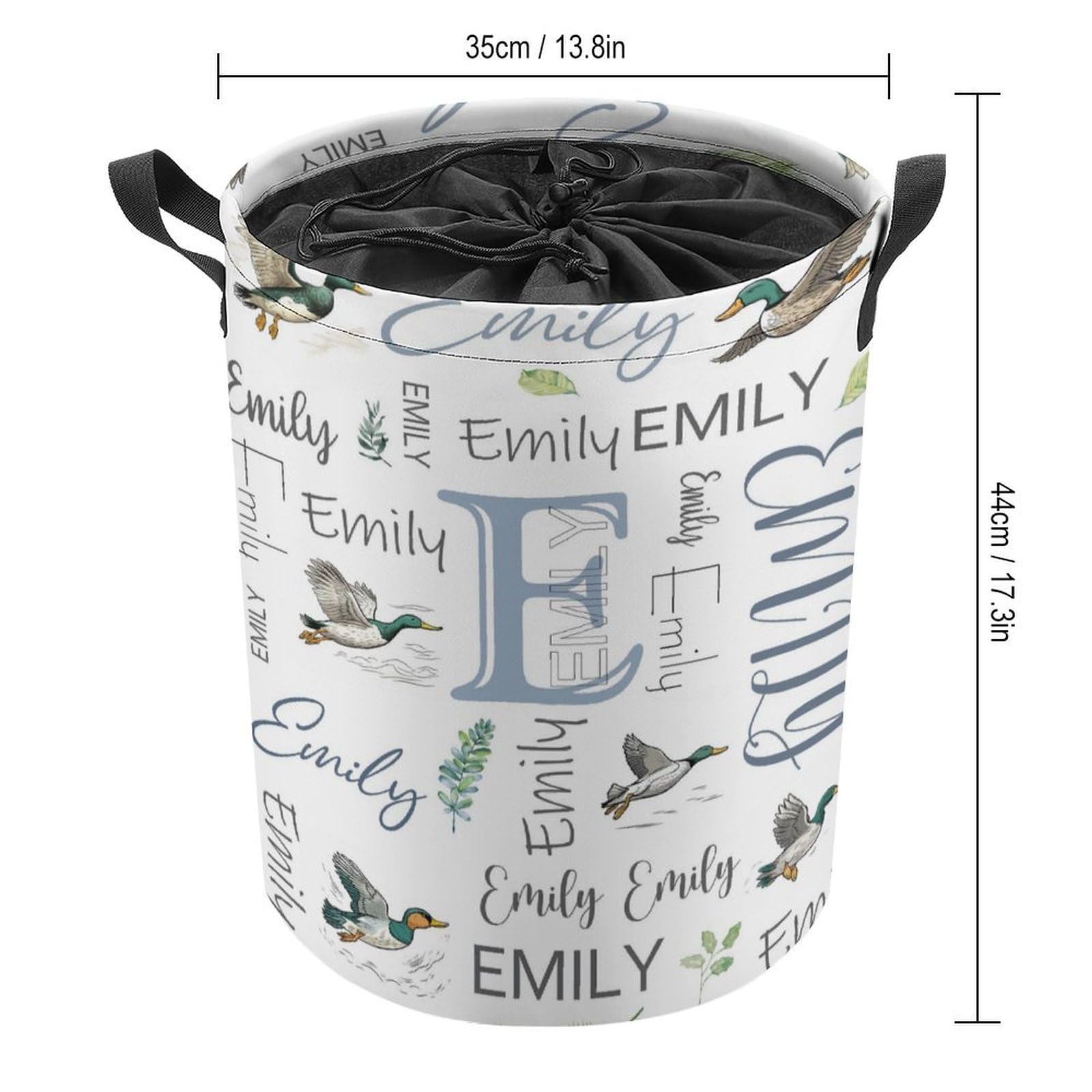 Mallard Duck Personalized Baby Laundry Basket Custom Name Nursery Hamper Collapsible Kids Laundry Hamper with Handles Durable Oxford Cloth Organizer for Clothes Storage Baby Gift Baskets
