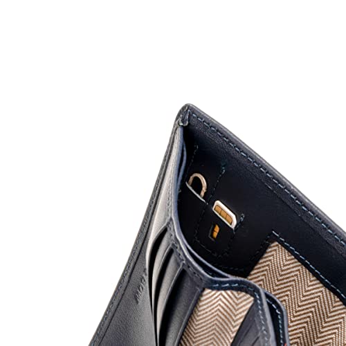 Gnome & Bow Envelope Flap Cash Coin Small Bifold Wallet Women (100% Genuine USA Nappa Leather/RFID Blocking) (Blue)