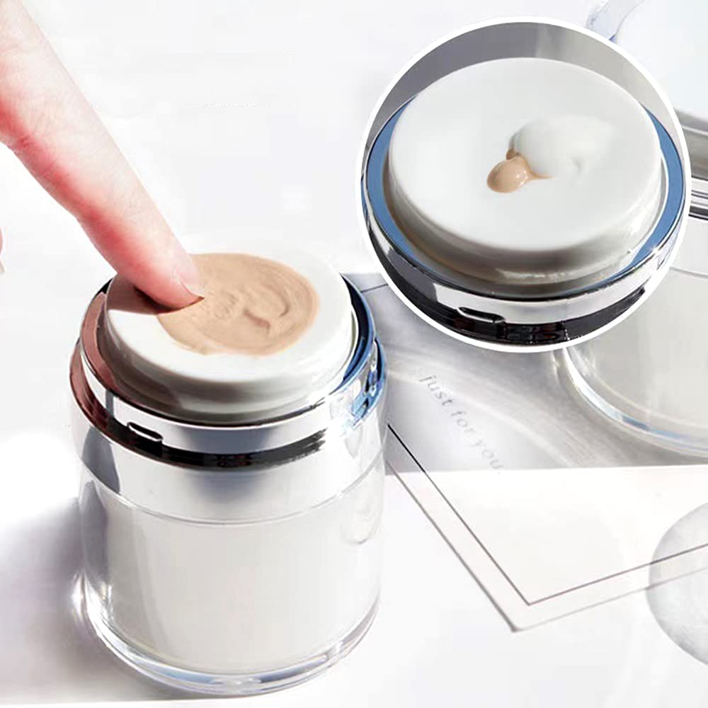 Cream Jar Vacuum Bottle Cosmetics Sub Bottle Travel Portable Press Lotion Bottle Refillable Cosmetic Cream Container Leak-Proof & Airtight (15ML, 2PCS)