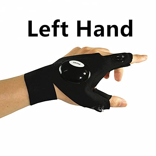Fingerless Glove LED Flashlight Torch Outdoor Tool Fishing Camping Hiking Survival Rescue Multi Light Tool Left/Right Hand (Left Hand)