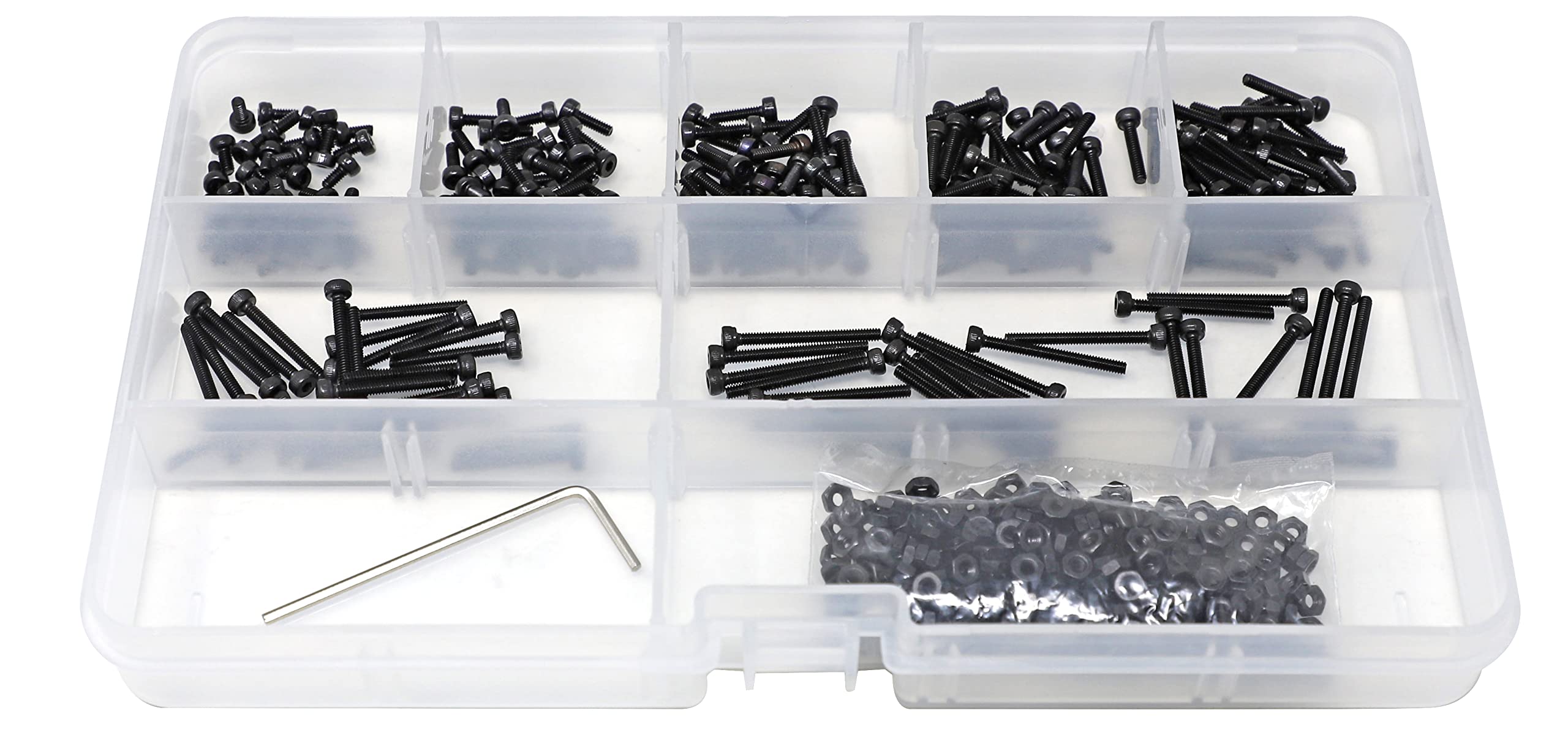 iexcell 450 Pcs M2 x 4/6/8/10/12/16/20 Alloy Steel 12.9 Grade High Tensile Hex Socket Head Cap Screws Bolts Nuts Assortment Kit