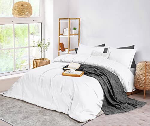 Utopia Bedding Duvet Cover Full Size Set with 2 Pillow Shams, 3 Pieces Comforter Cover with Zipper Closure, Ultra Soft Brushed Microfiber, 80 X 90 Inches (White)
