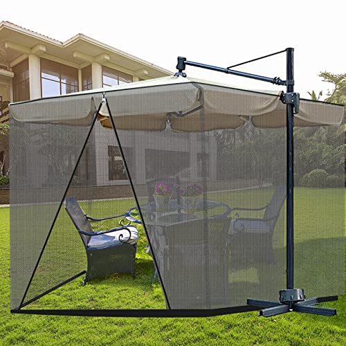 Patio Umbrella Netting, 7-10 FT Outdoor Umbrellas Screen Ultra-Large Umbrella Netting, Umbrella Hanging Tent, Patio Netting, Accommodate Up to 9 People Equipped with Double Zippers and Water Pipe