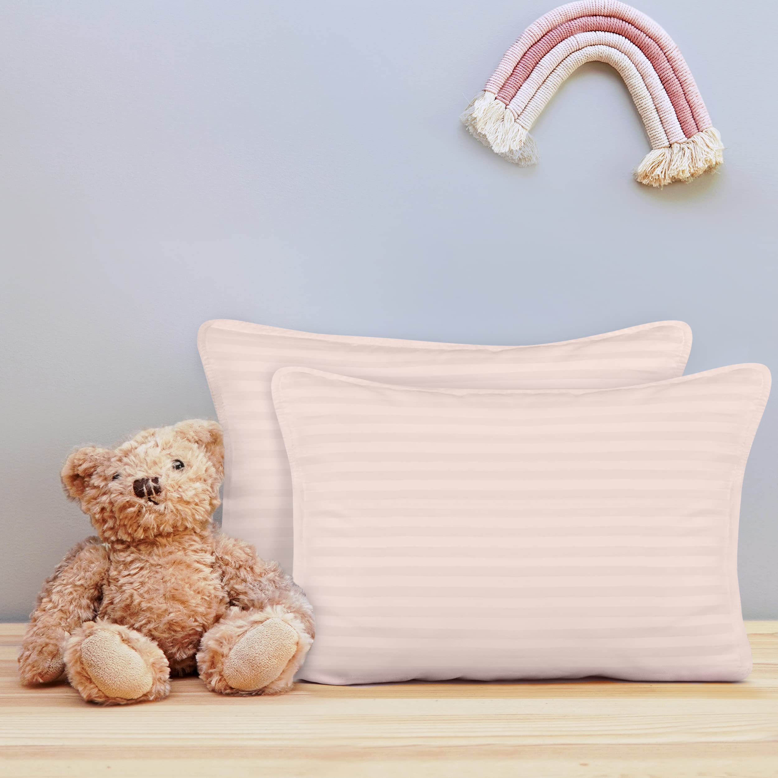 Utopia Bedding Toddler Pillow (Baby Pink, 2 Pack), 13x18 Toddler Pillows for Sleeping, Soft and Breathable Cotton Blend Shell, Polyester Filling, Small Kids Pillow Perfect for Toddler Bed and Travel