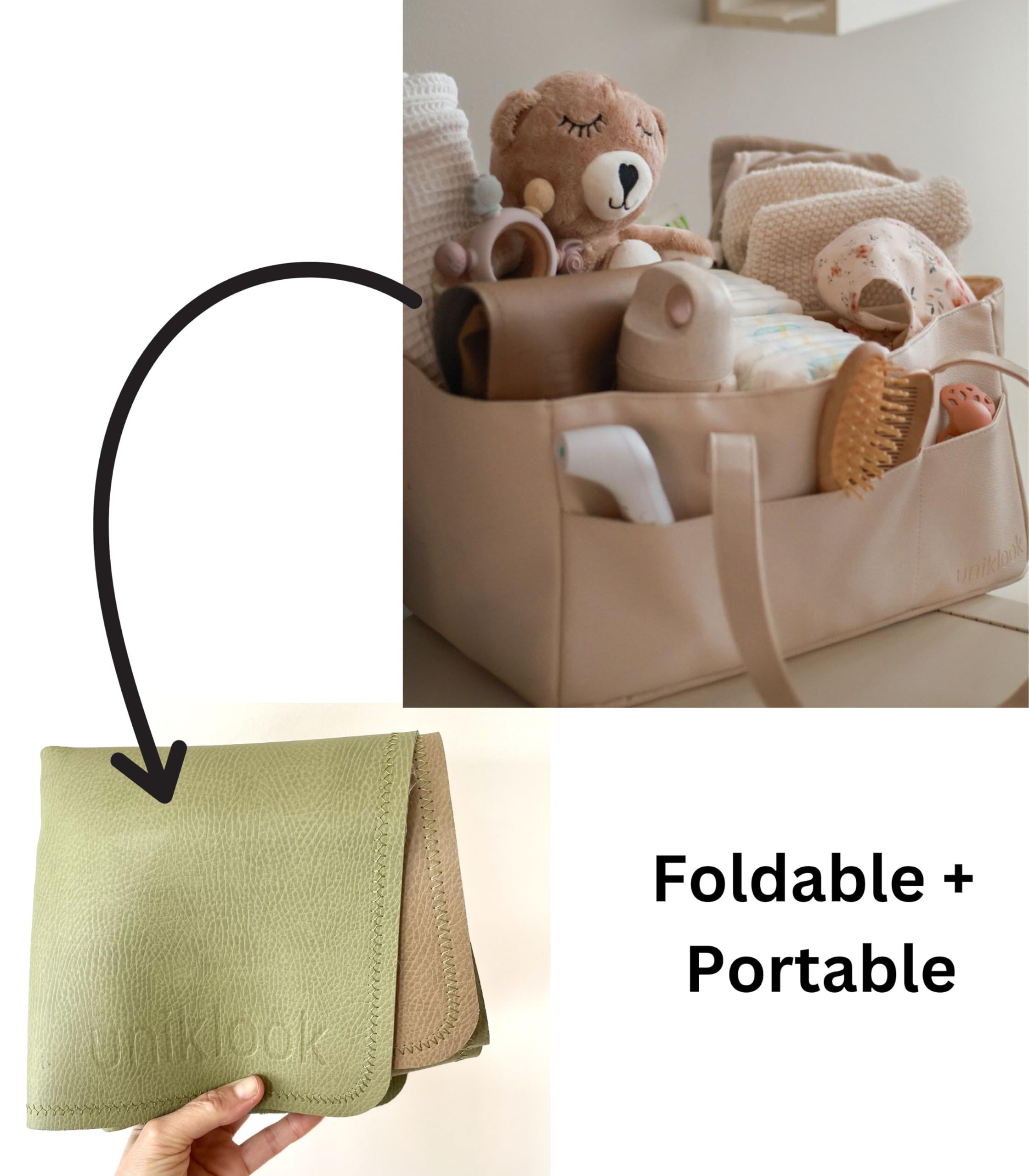 Uniklook Leather Portable Changing Pad for Baby- Vegan Leather Drop Cloth - Travel Baby Changing Mat - Baby Changing mat - Multipurpose Portable diaper change mat waterproof Large 16"x30"