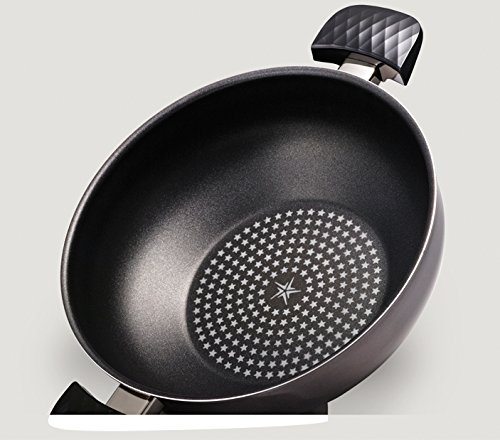 Happycall 5 Layer Diamond Nonstick Party Wok, 13inch, Stir Fry Pan, Jumbo Size, Double Handle Wok, Deep Frying, With Glass Lid