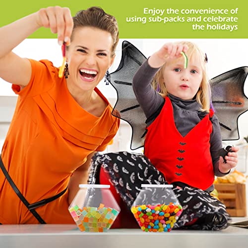 Hoolerry 16 Pcs Hexagon Plastic Candy Jars with Lids 30oz Canister Container Jar Bucket for Candy Buffet Cookies Snacks Gifts and Storage Countertop Display