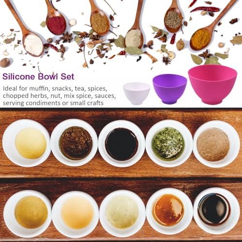 Goalfly 12 Pcs Silicone Mixing Bowls Set, Size 0.14, 0.27, 0.49 QT, Flexible Silicone Bowls for Kitchen, Non Stick Silicone Bowls for Melting Chocolate, Icing, Cooking, Prepping Food