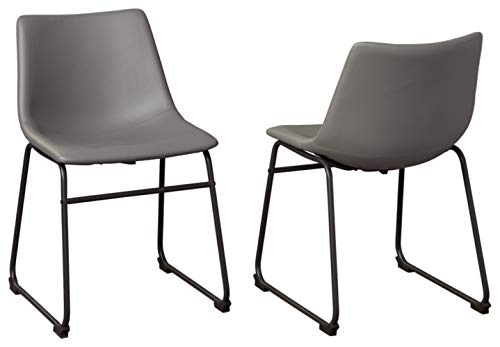 Signature Design by Ashley Centiar Urban Industrial 19" Faux Leather Bucket Dining Chair, 2 Count, Gray