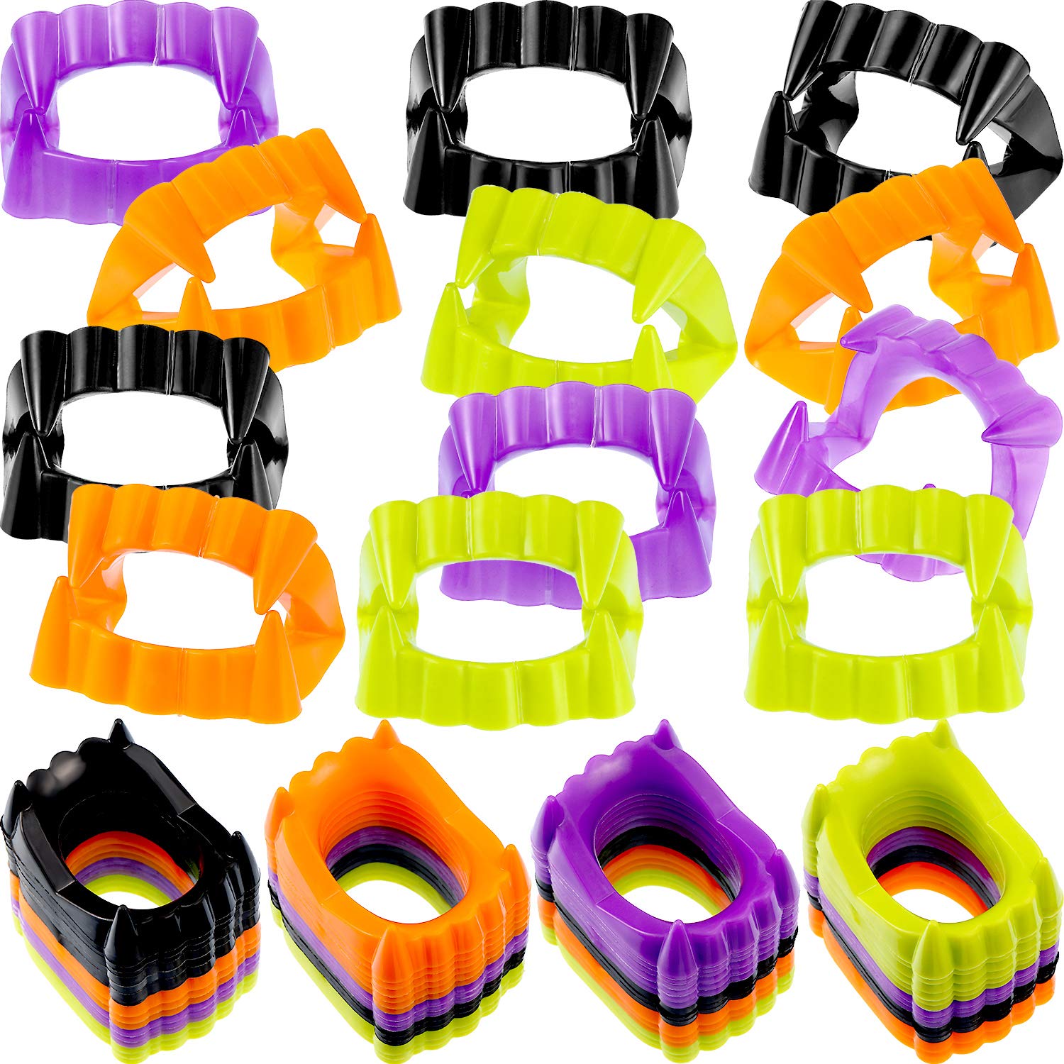 SATINIOR 72 Pieces Halloween Vampire Teeth Fake Vampire Fangs Plastic Werewolf Teeth Costume Accessory for Halloween Themed Party Favors, Multicolor