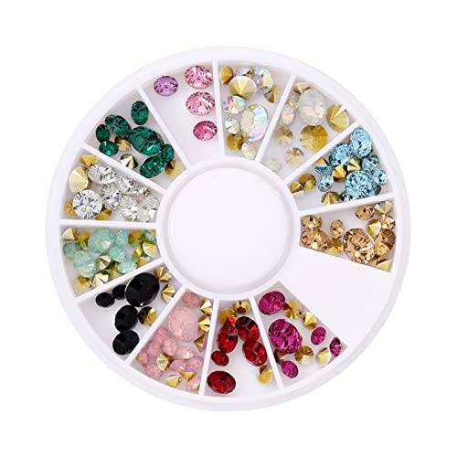 IFOTIME Disc 12 Grid Nail Pearl Jewelry Half Round Flat Bottom Round Mix Heteromorphic Jewelry Creative DIY Nail Accessories Acrylic Nail Gemstones (E, One Size)
