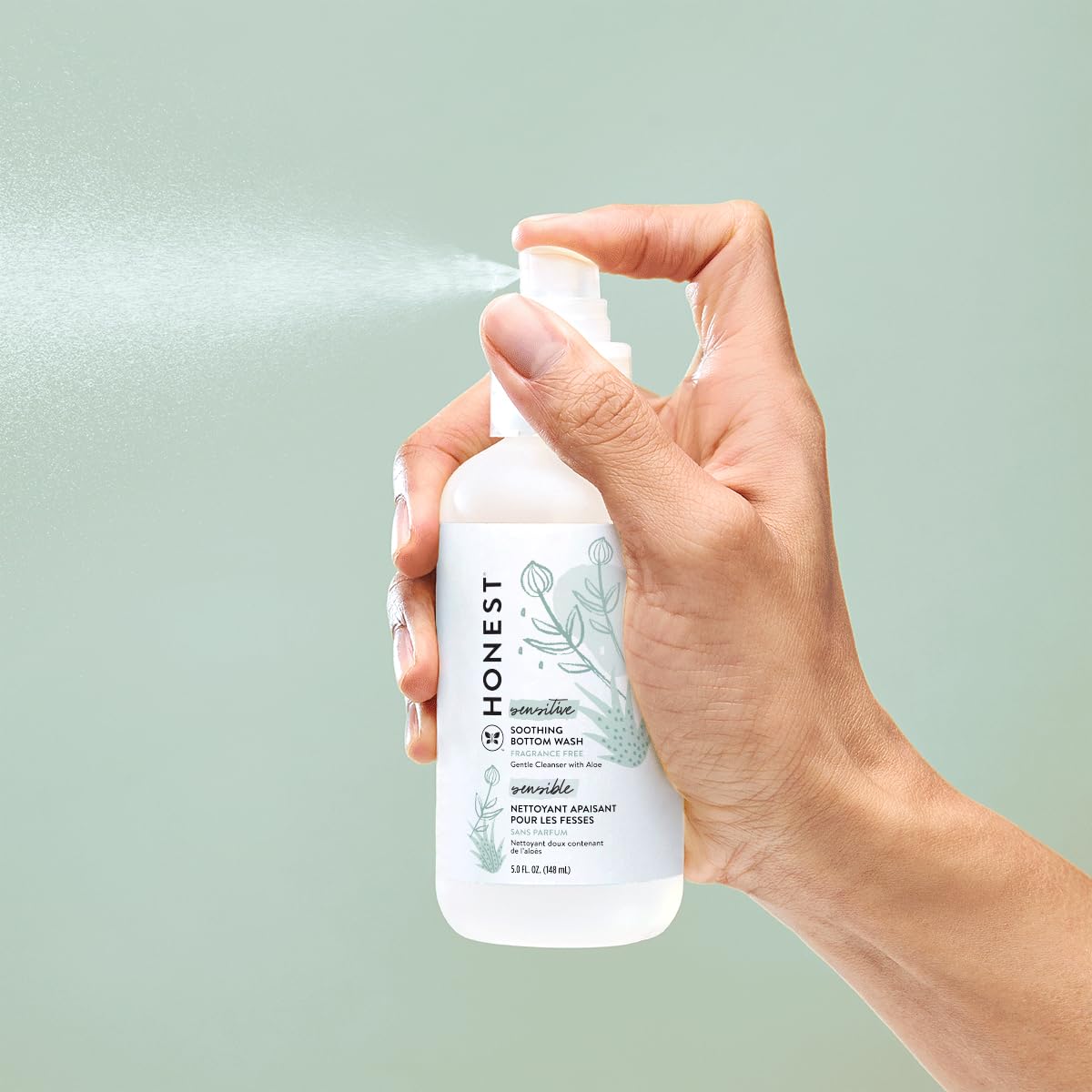 The Honest Company Diaper Rash Cream Spray + Soothing Baby Bottom Wash Bundle | Naturally Derived, Non-Irritating, Cruelty Free | 2 fl oz, 5 fl oz