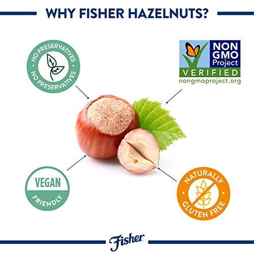 Fisher Chopped Hazelnuts, 4.52 oz (Pack of 1) Raw Shelled Unsalted Nuts for Cooking, Baking, or Snacking, Naturally Gluten Free, Vegan, Keto, Plant Based Protein