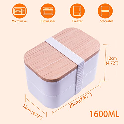 Uybieef Bento Box Adult Lunch Box with lunch bag, Japanese Lunch Box Containers for Adult, Bento lunch Box with Leakproof 54OZ White