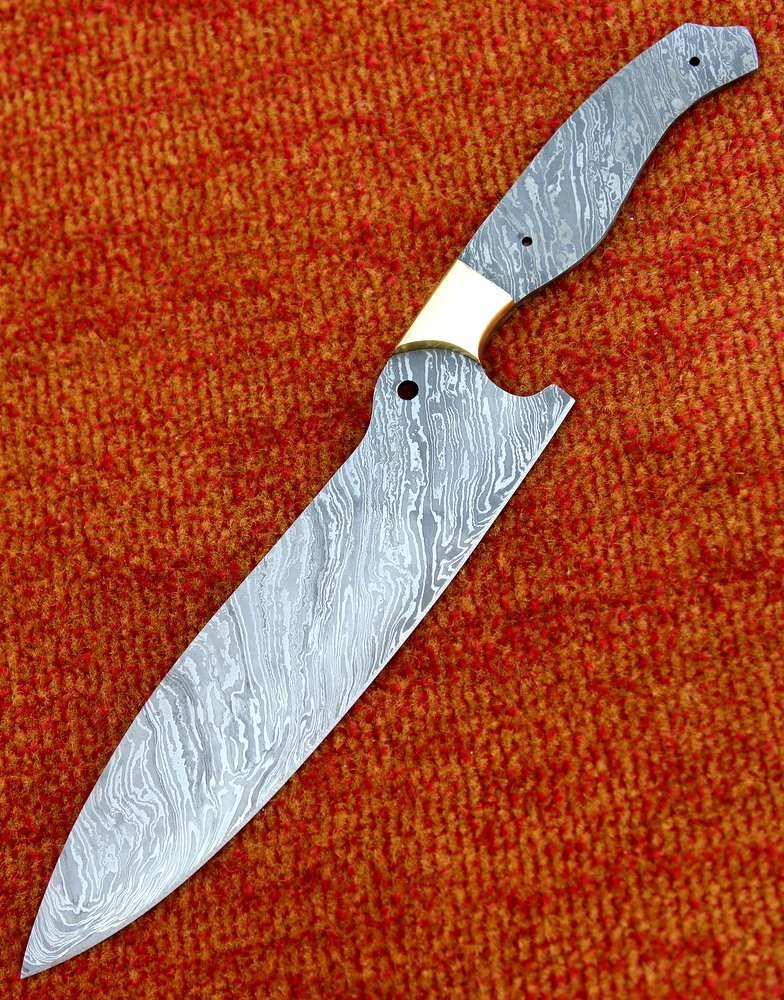 Forged Damascus Steel Chef Knife Blank Blade for Knife Making Diy Professional Kitchen Knives Blanks 12.50" vk5053