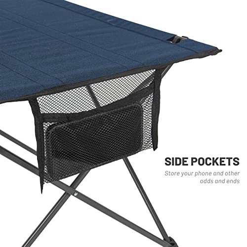 G2 GO2GETHER Lightweight Camping Folding Table, Durable Aluminum Frame, Oxford Cloth Tabletop, Compact Storage Size, with Unti-slip Foot Cover, Side Pocket and Carrying Bag (Navy)