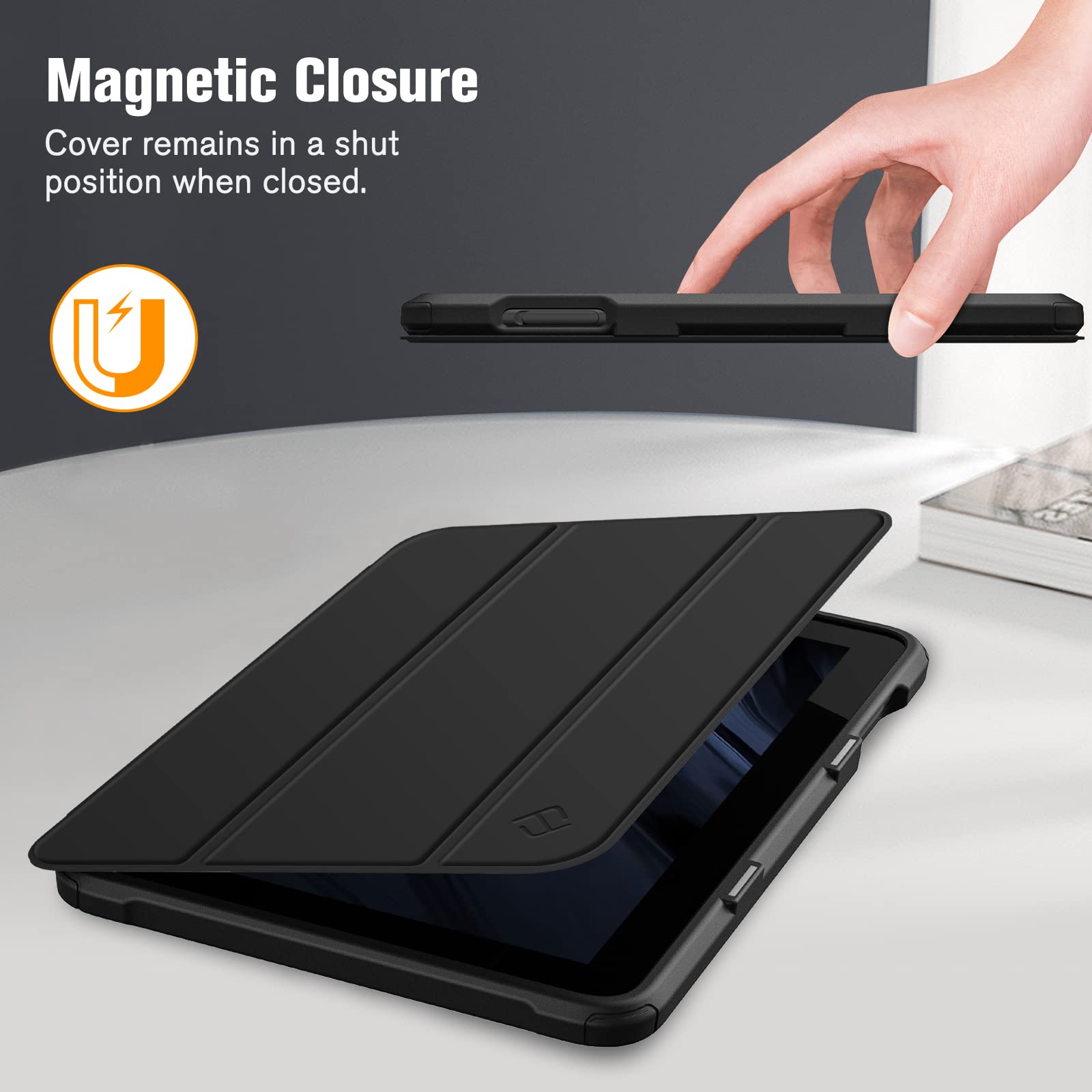 Fintie Hybrid Slim Case for All-New Amazon Kindle Fire 7 (2022 Release-12th Generation) Latest Model - Shockproof Cover with Transparent Back Shell, Black